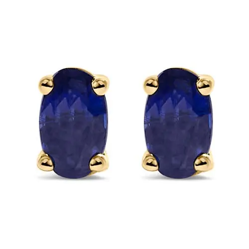 HAUS OF BRILLIANCE 14k Gold Gemstone Stud Earrings - Yellow | Blue Sapphire